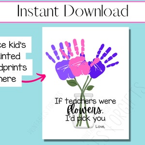 End of Year Teacher Gift Printable Teacher Gift Hand Print, Last Day of ...