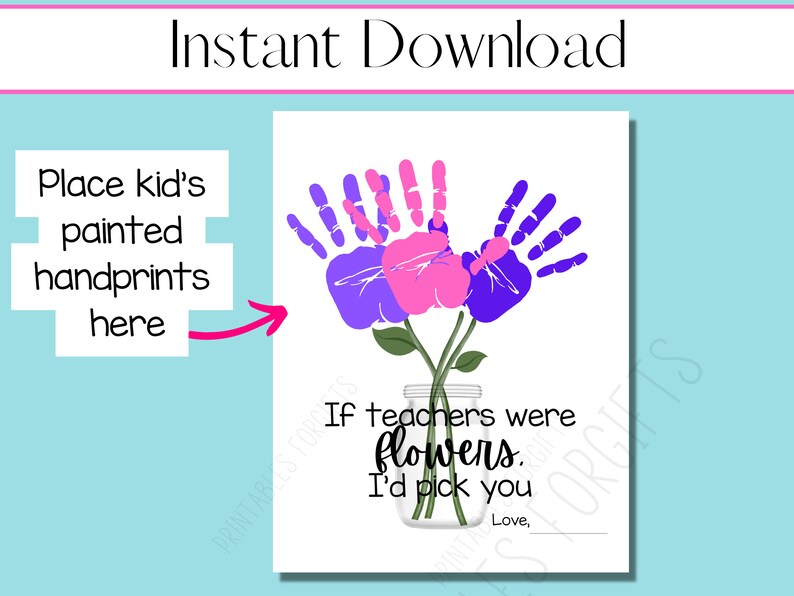 End of Year Teacher Gift Printable Teacher Gift Hand Print, Last Day of ...