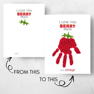 Gift for Grandma, Handprint Keepsake, Strawberry Handprint Art: I Love ...