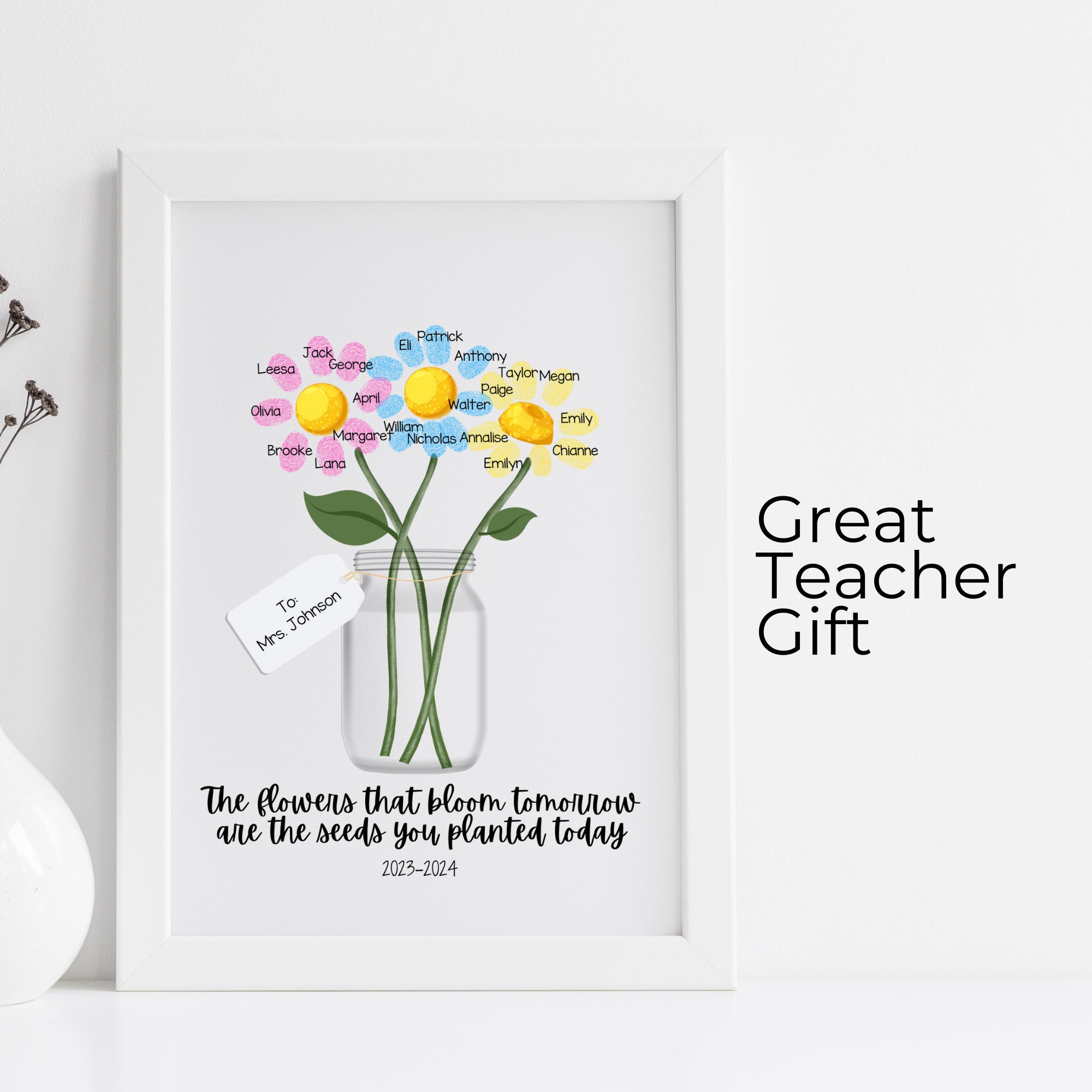 Thank You Teacher Appreciation From Kids, Printable Fingerprint Art ...