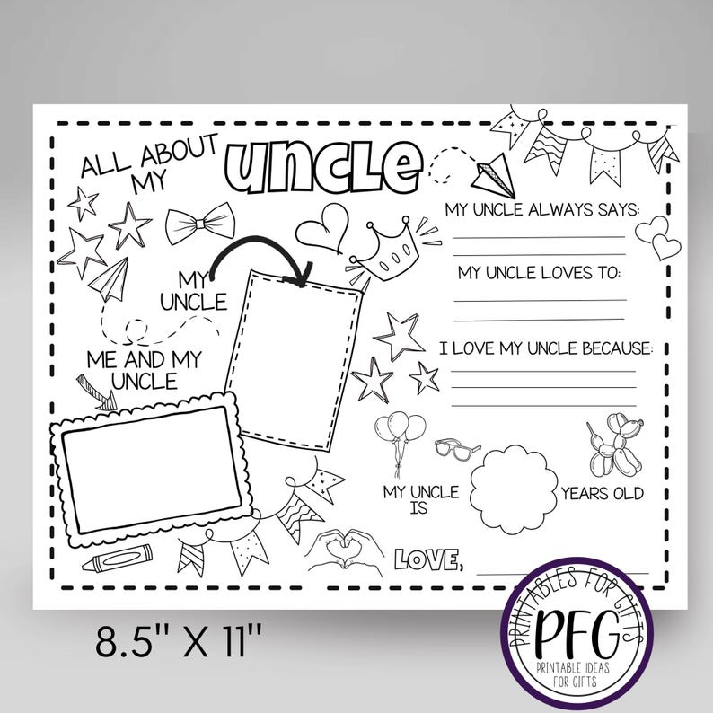 All About My Uncle Coloring Page: Fun Birthday Gift (PDF Download ...