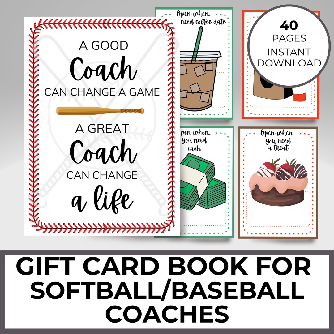 Thank You Gift for Softball Coach, Gift Card Holder, Unique DIY ...