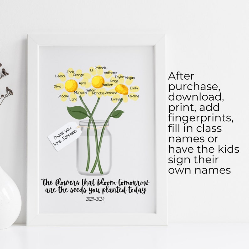 Fingerprint Art Keepsake From Class, End of the Year Gift, Printable ...