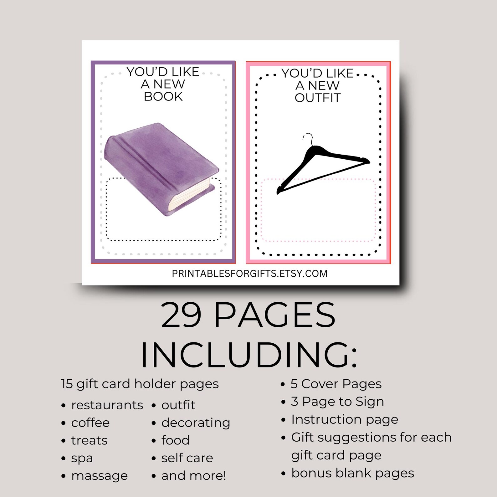 Mother's Day Gift, Printable Gift Card Book, Gift Card Holder Idea, for ...