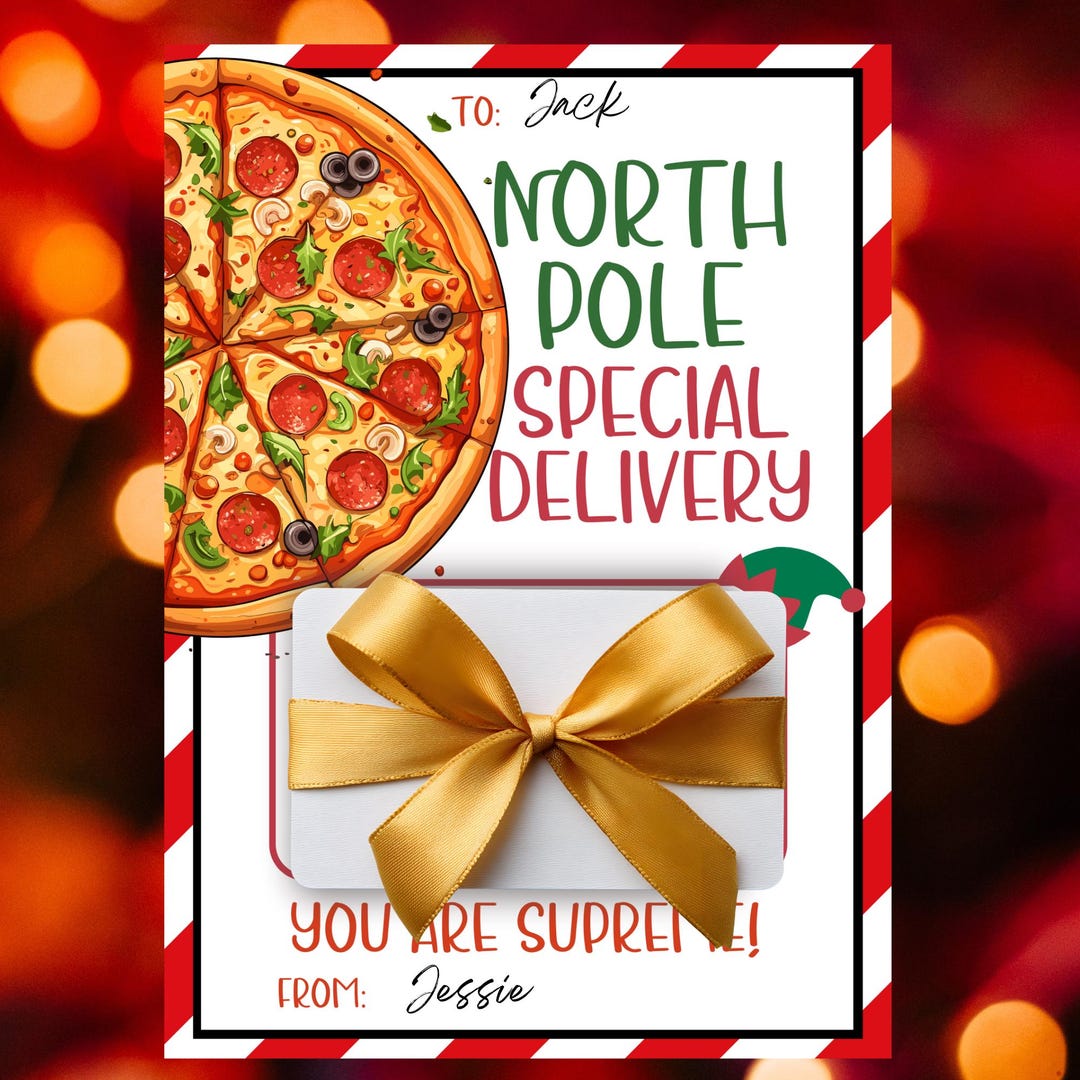 Printable Christmas Gift Card Holder, Teacher Appreciation, Pizza Gift ...