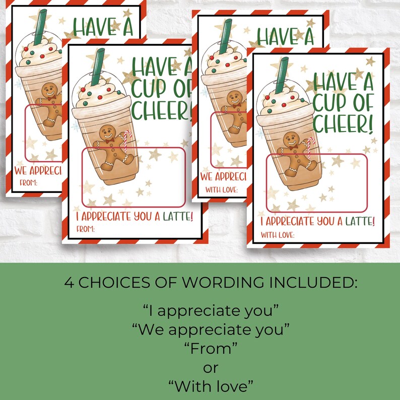 Printable Christmas Gift Card Holder, Teacher Christmas Gift, Thank You ...