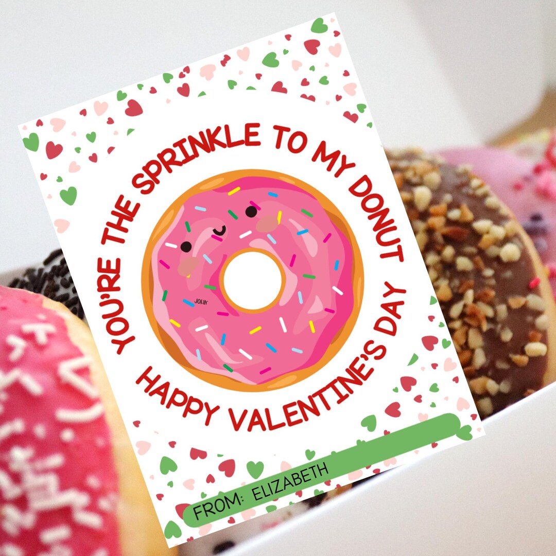 Printable Valentines Cards, Donut Gift Label, Kids Elementary School ...