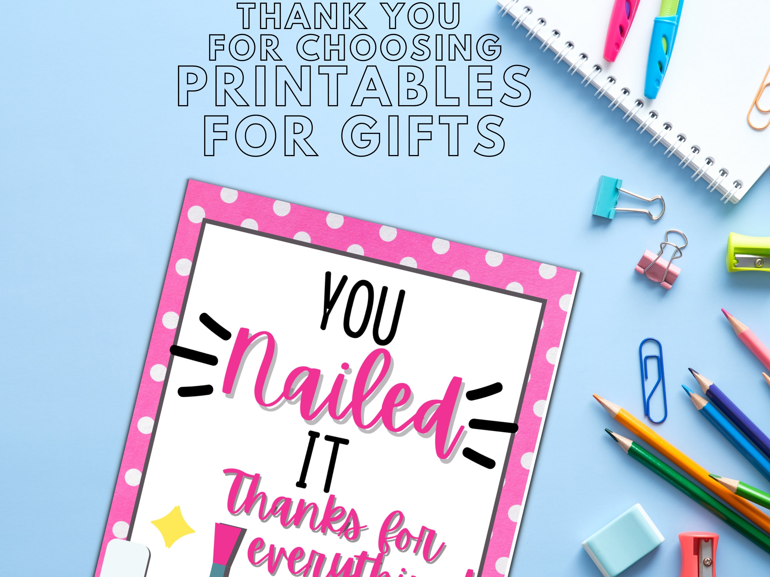 Nail Polish Gift Tag Printable Tag Nailed It Gift Tag Gift - Etsy