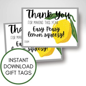 Lemon Gift Tag, Teacher Appreciation Week, Printable Thank You Tag, End ...
