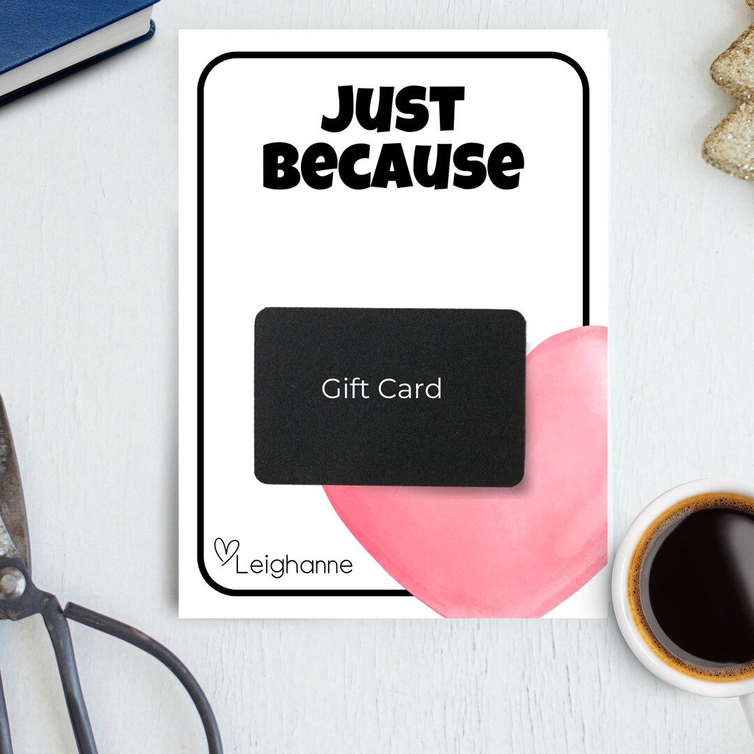 Thinking of You Gift, Printable Just Because Gift Card Holder: Thank ...