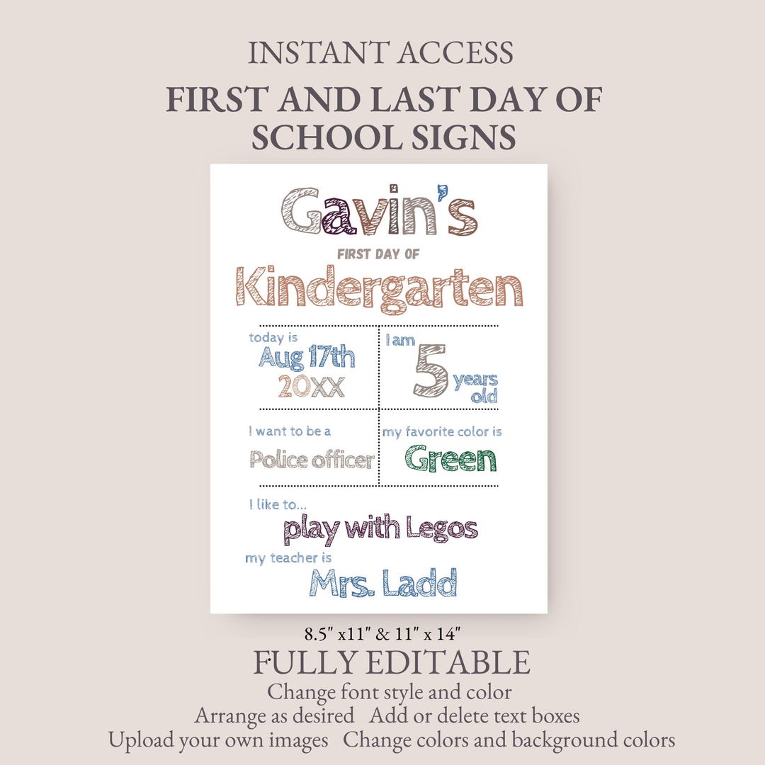Editable Back to School Sign: First & Last Day Keepsake (canva ...