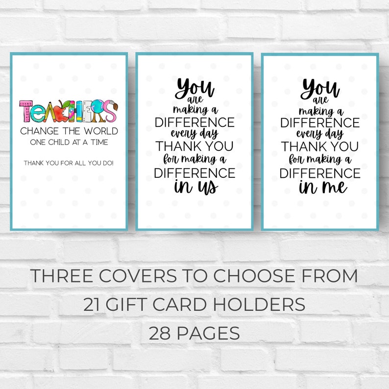 Teacher Gift Card Book, Teacher Appreciation Gift Printable, Gift Card ...