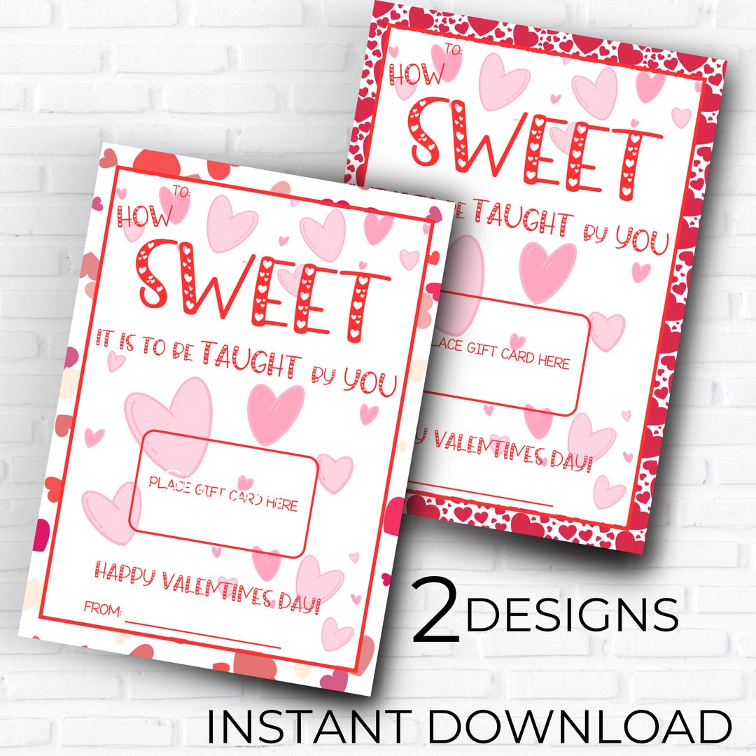 Printable Valentine Teacher Appreciation, Valentine's Day Gift Card ...