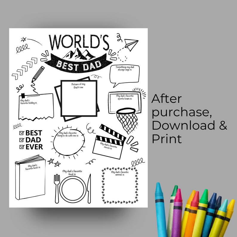 Fathers Day Gift, Printable Coloring Page, Fill in the Blank, Step Dad ...