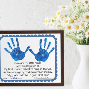 My First Day of School Handprint Hand Craft Art Poem, Starting ...