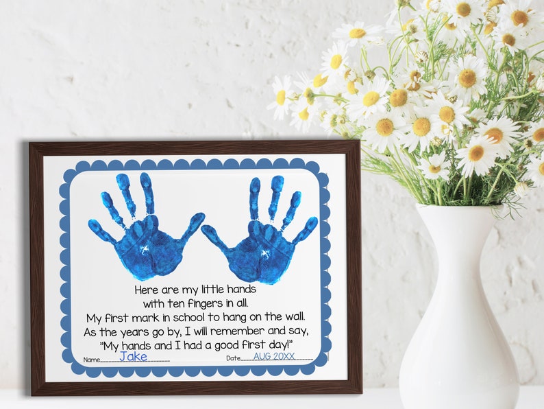 My First Day of School Handprint Hand Craft Art Poem, Starting ...