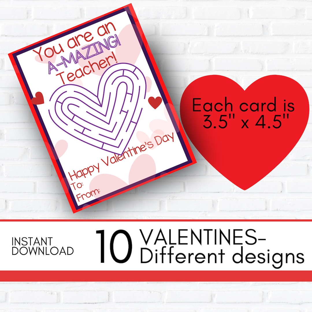 Valentine's Day Cards for Kids Printable, Valentines Activity, Maze ...