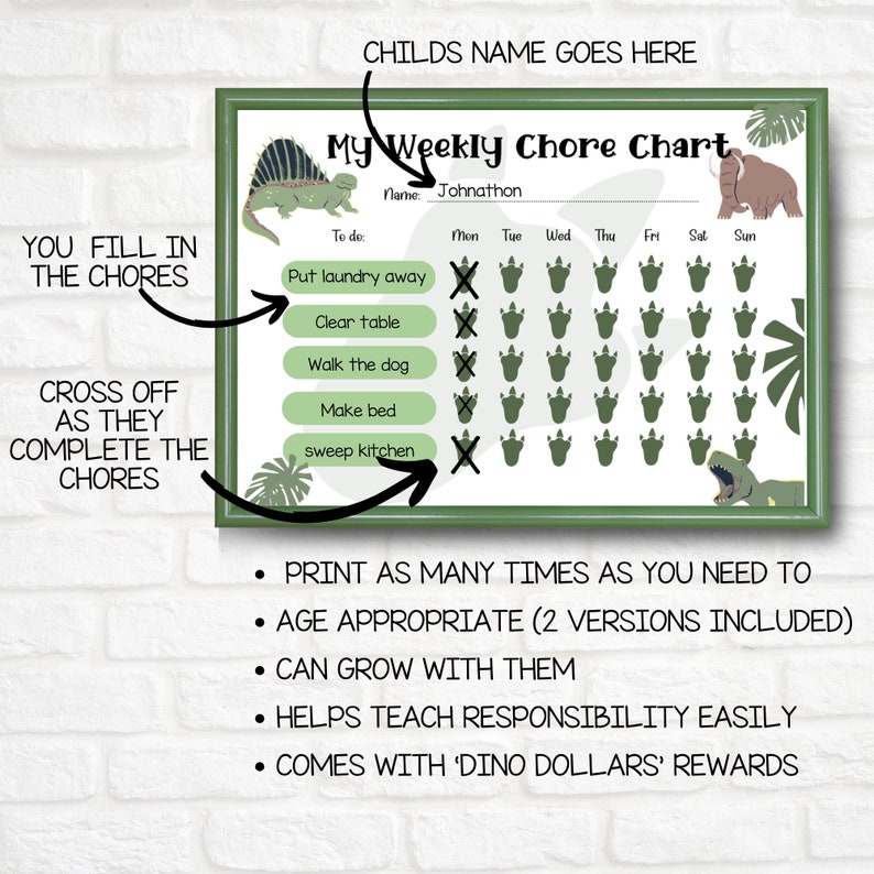 Chore Chart for Kids Printable, Responsibility Chart for Kids, Chore ...