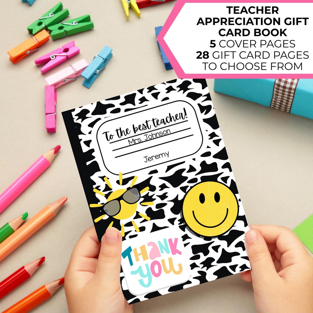 Teacher Appreciation Gift Card Holders, Gift Card Book, End of Year ...