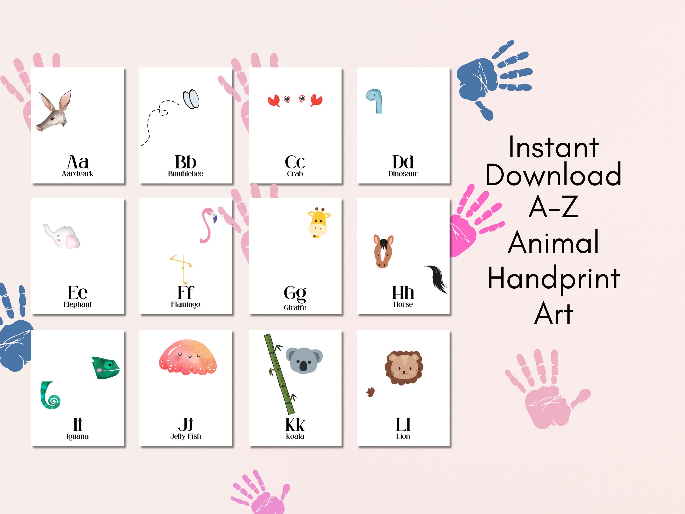 A-Z ABC Alphabet Handprint Craft Art Printable Hand Print - Etsy