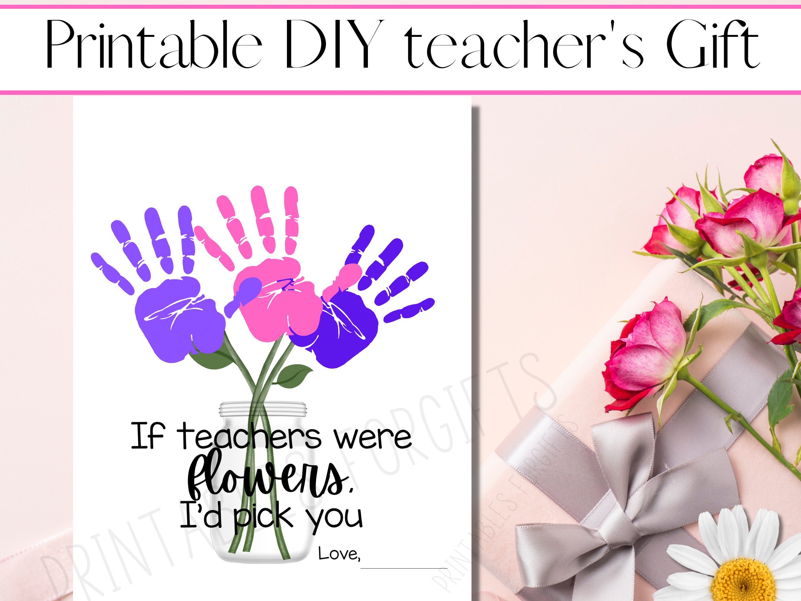 End of Year Teacher Gift Printable Teacher Gift Hand Print, Last Day of ...