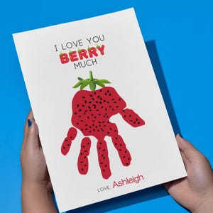 Gift for Grandma, Handprint Keepsake, Strawberry Handprint Art: I Love ...