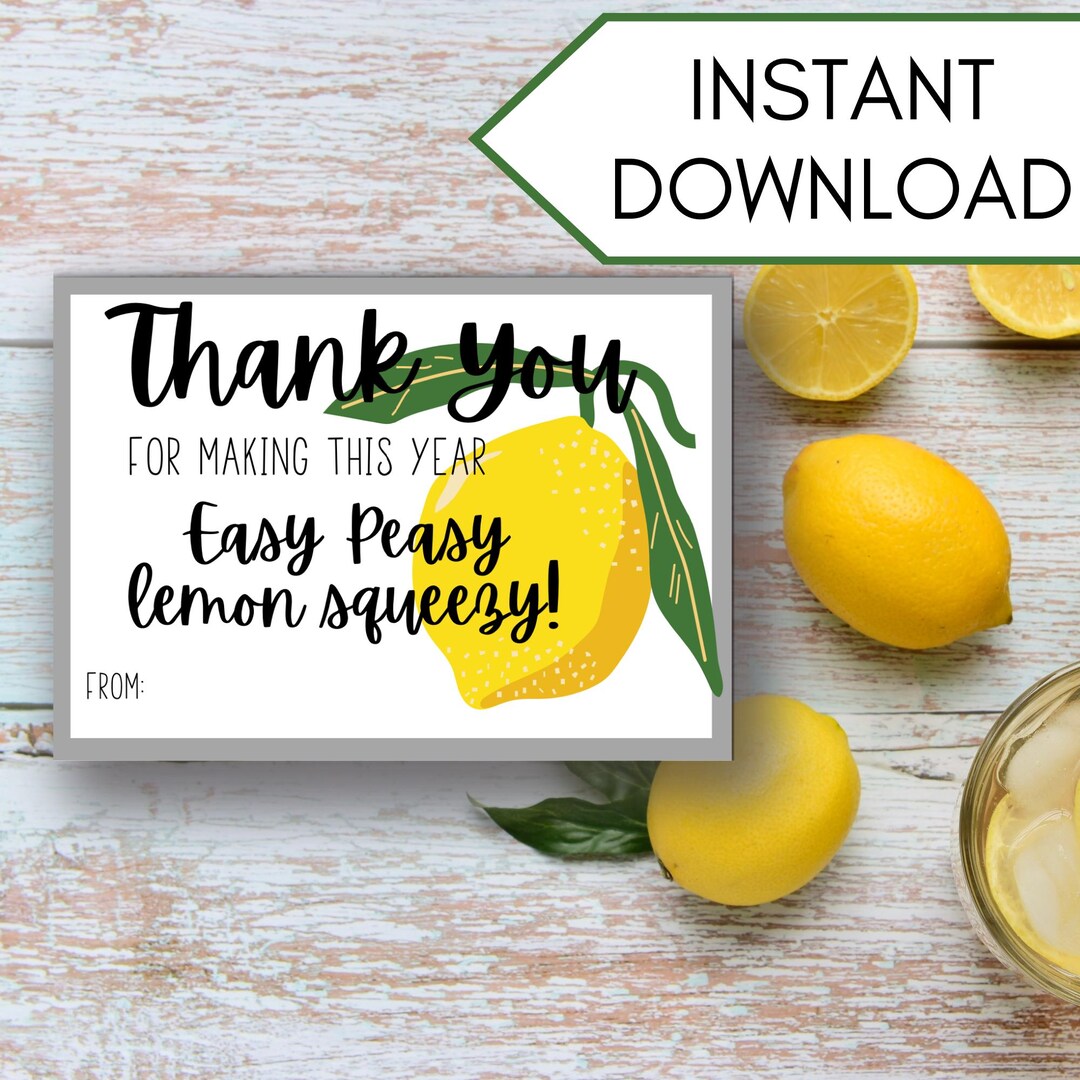 Lemon Gift Tag, Teacher Appreciation Week, Printable Thank You Tag, End ...