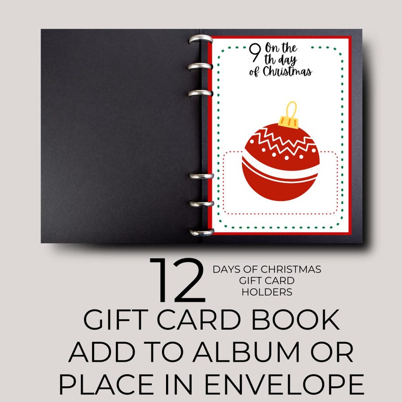 Christmas Gift for Her, 12 Days of Christmas Gift Card Book Printable ...
