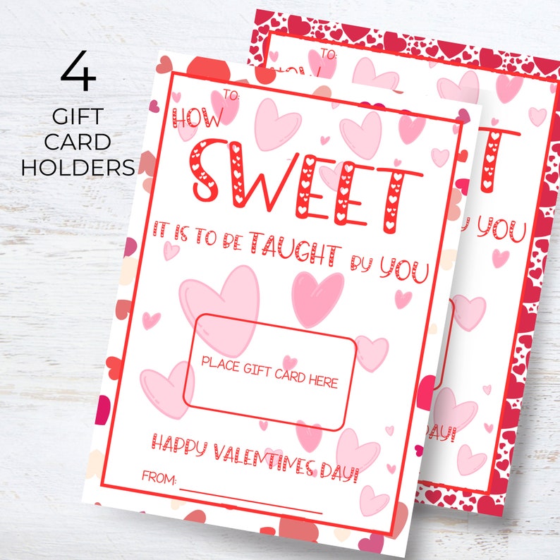 Printable Valentine's Day Gift Card Holder, Teacher Gift, Thank You ...