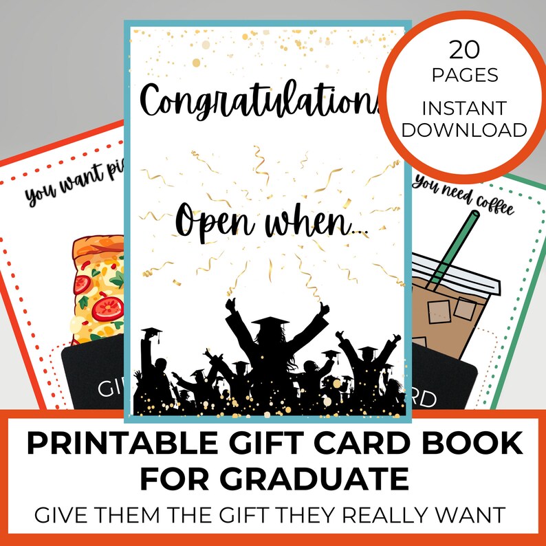 Gift Card Book Printable Gift for Graduate, Gift Card Photo Album, High ...