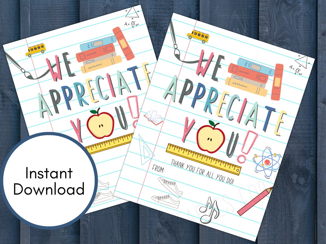 Teacher Appreciation Printable Teacher Thank You Gift, End of the Year ...