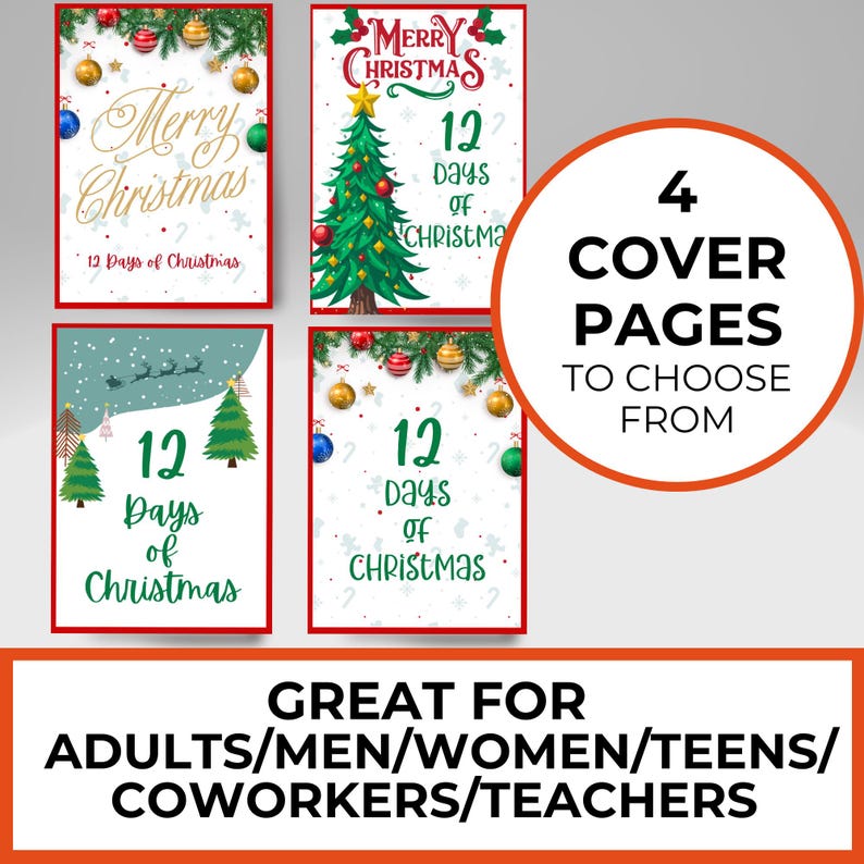 12 Days of Christmas Gift Card Book, Printable Gift Card Holder ...