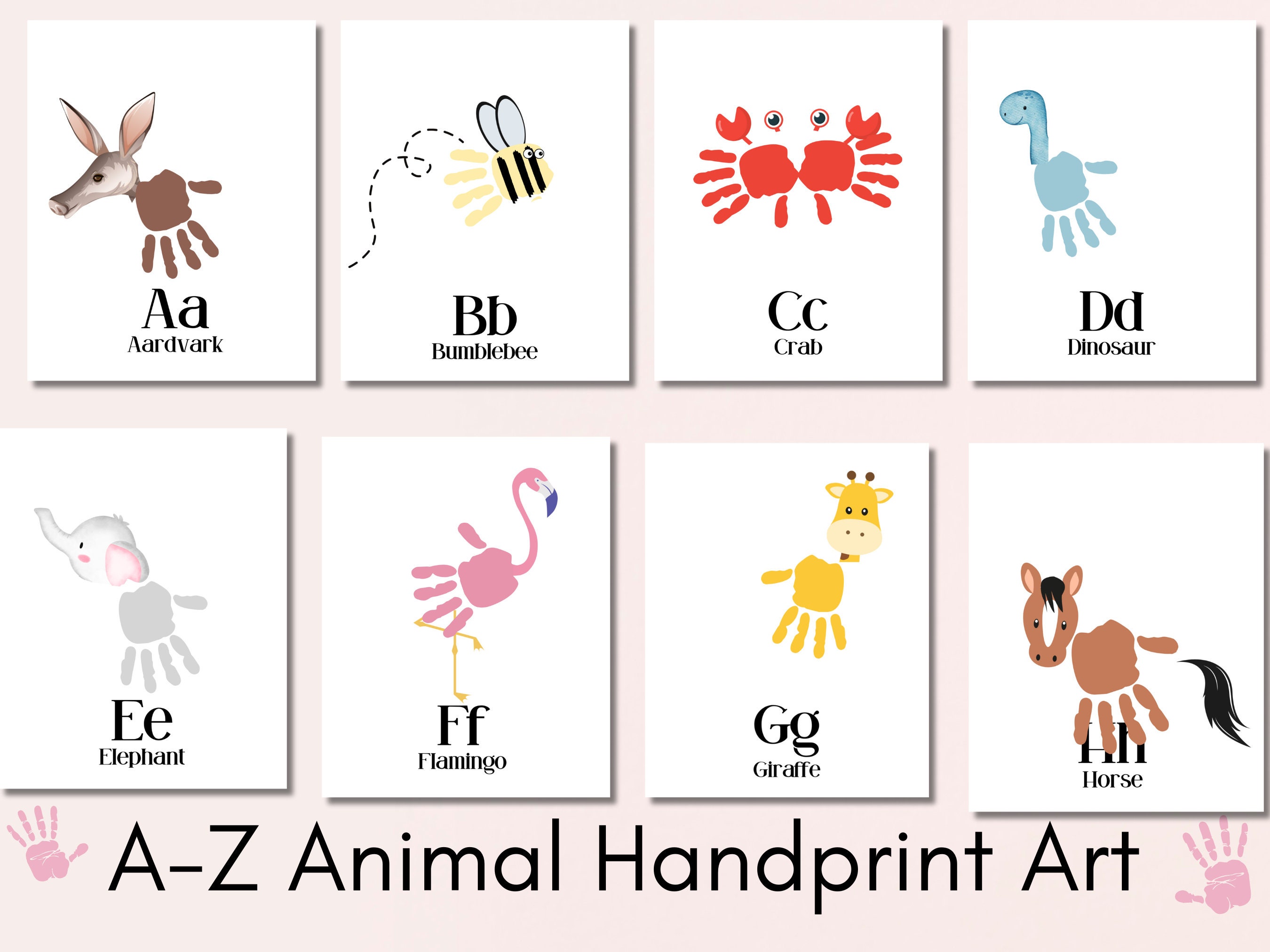 A-Z ABC Alphabet Handprint Craft Art Printable Hand Print - Etsy