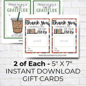 Teacher Appreciation Gift Idea, Thank You Card Bundle, Set of 5 Coffee ...