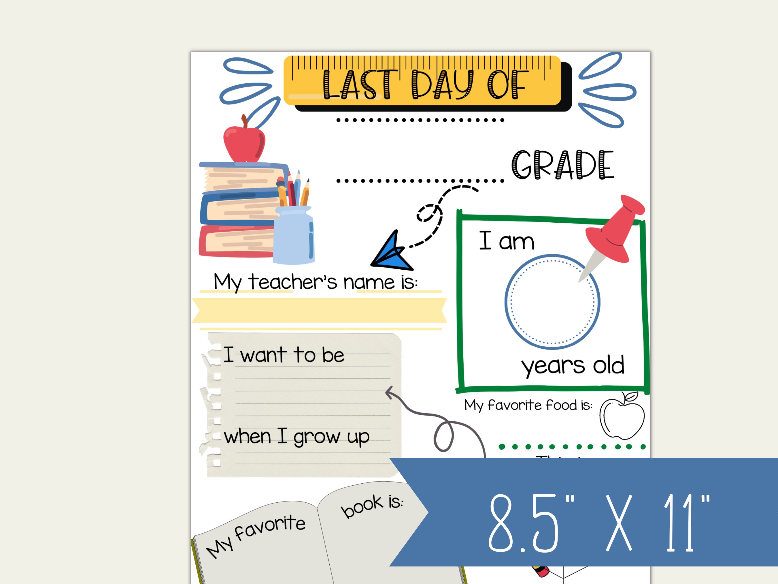 First and Last Day All About Me, First Day School Sign Fill in the ...