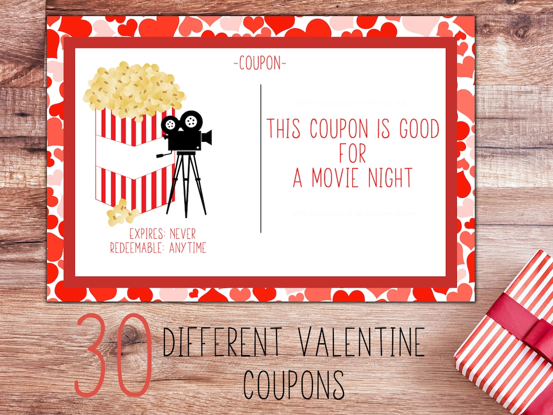 Printable Valentine Coupons, Coupon Book Valentine Gift Certificate ...