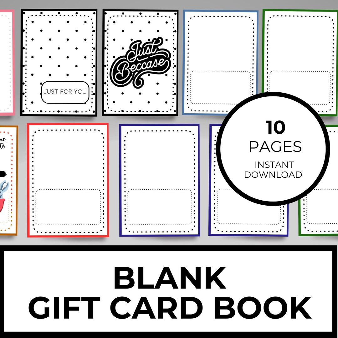 Blank Gift Card Book: DIY Printable Holder (PDF Download) - Etsy