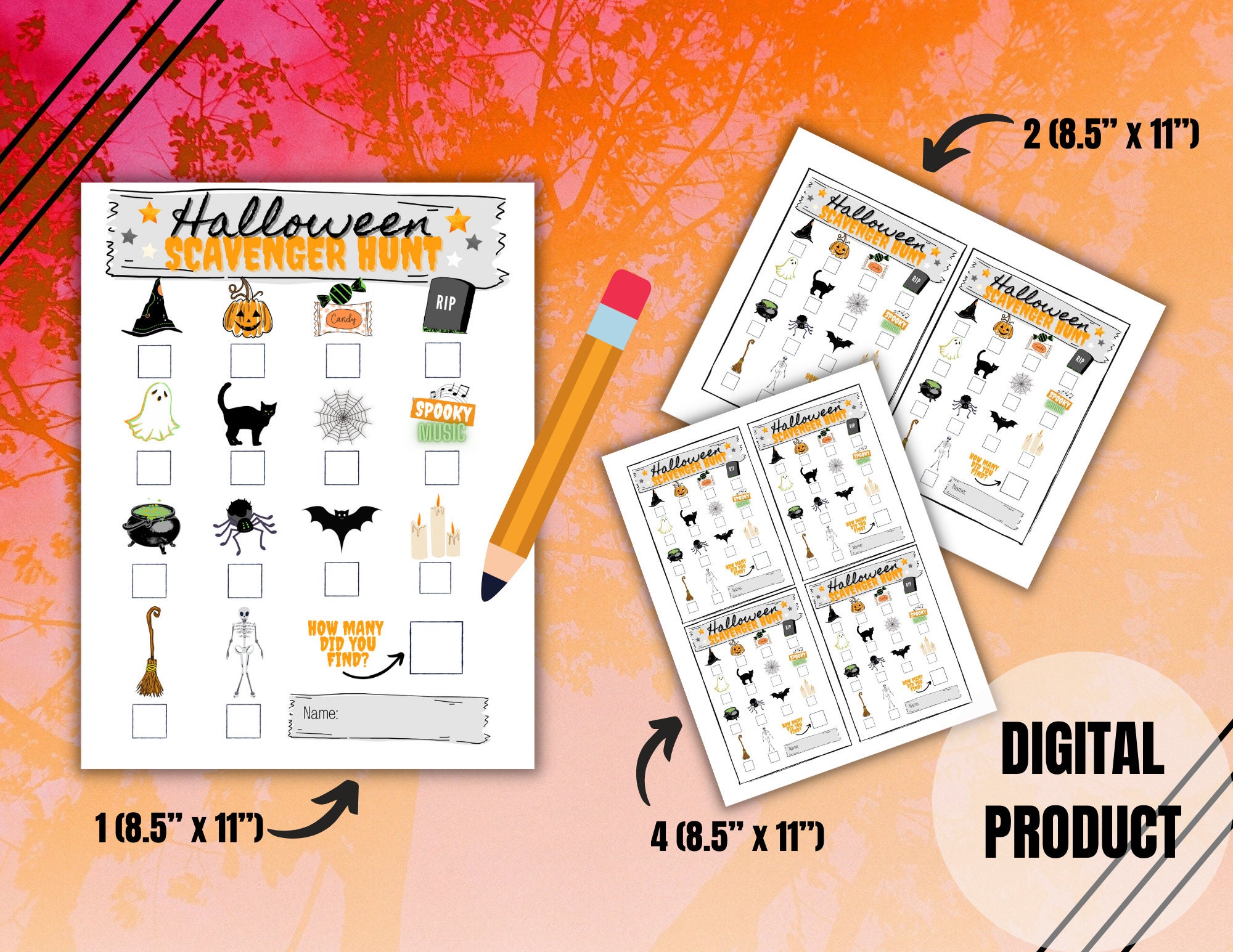 Printable Halloween Scavenger Hunt, Halloween Party Game, Fall ...