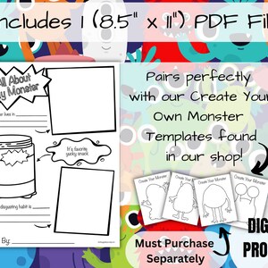 Printable All About My Monster, Monster Activity Sheet, Monster Party ...