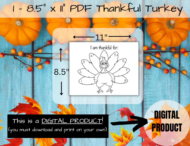 Printable Thankful Turkey, Thanksgiving Activity for Kids, Thankful ...