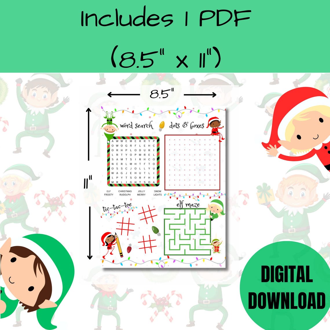 Printable Elf Themed Worksheet, Christmas Printable, Christmas Games ...