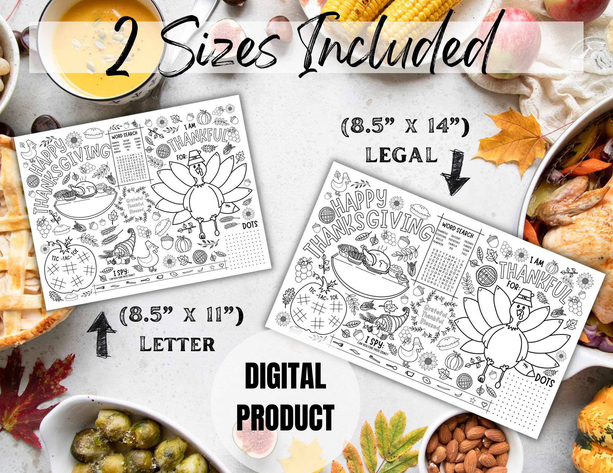 Printable Thanksgiving Activity Placemat, Thanksgiving Coloring Sheet ...