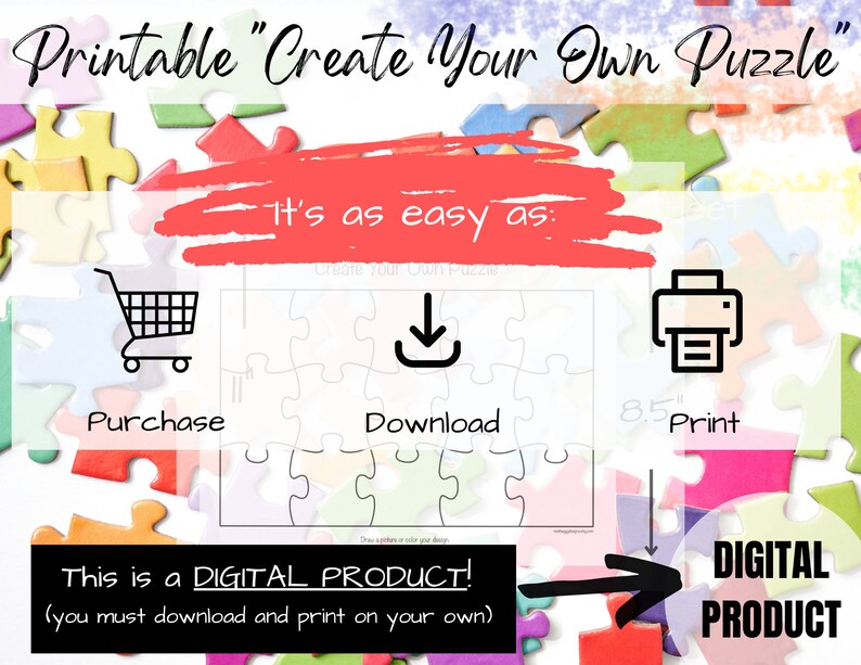 Printable Create Your Own Puzzle, Puzzle Craft, Puzzle Activity, Rainy ...