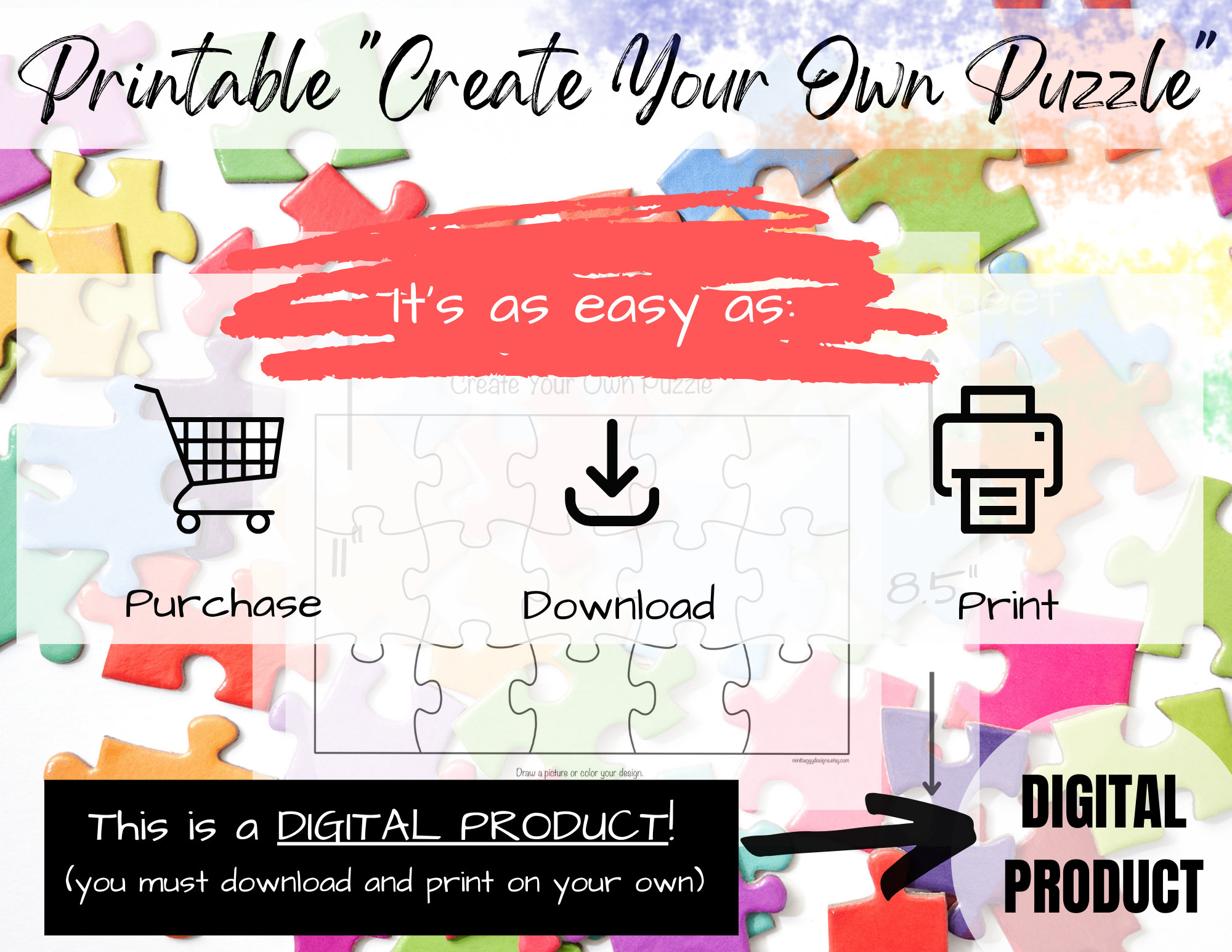 Printable Create Your Own Puzzle, Puzzle Craft, Puzzle Activity, Rainy ...