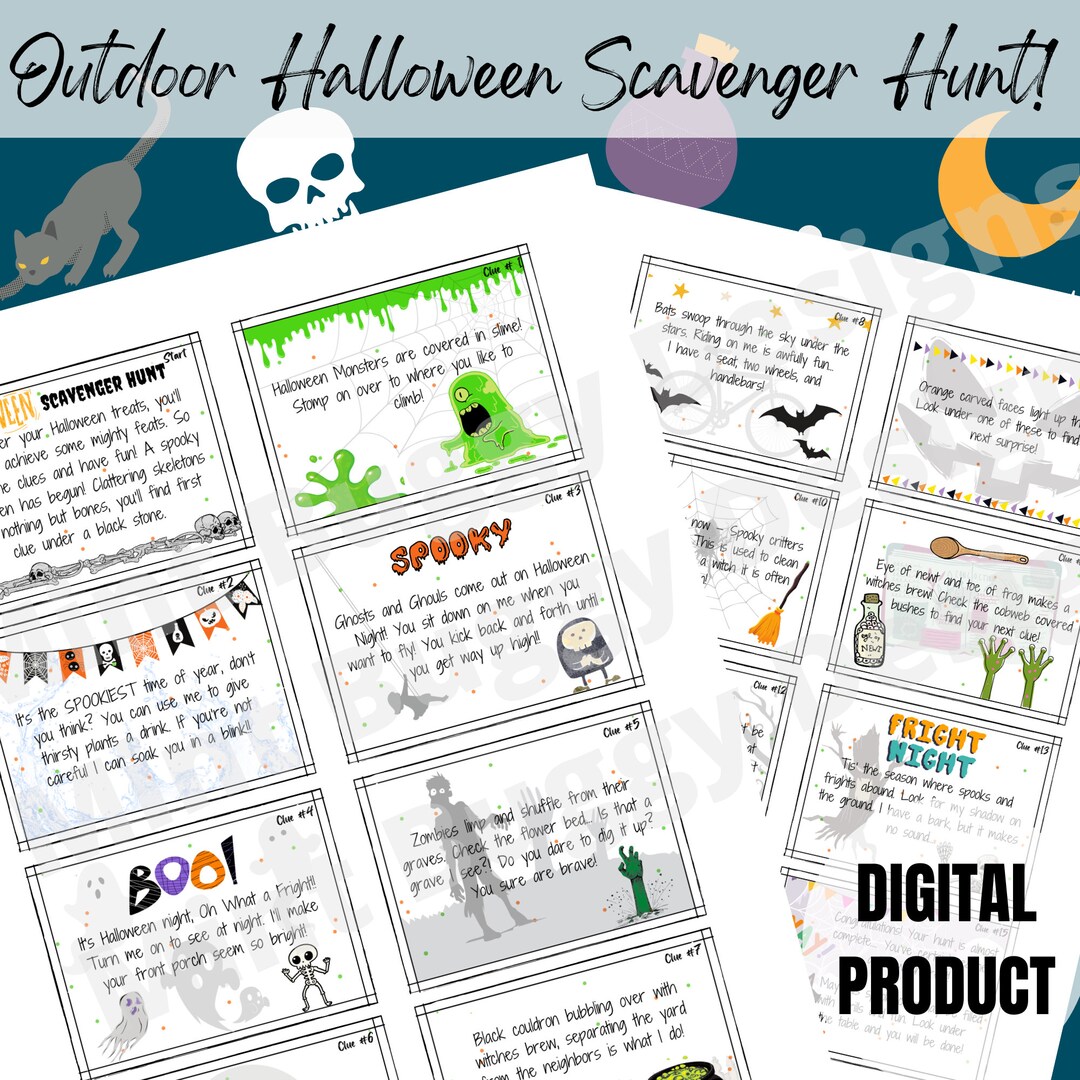 Printable Outdoor Halloween Scavenger Hunt, Halloween Fun, Halloween ...
