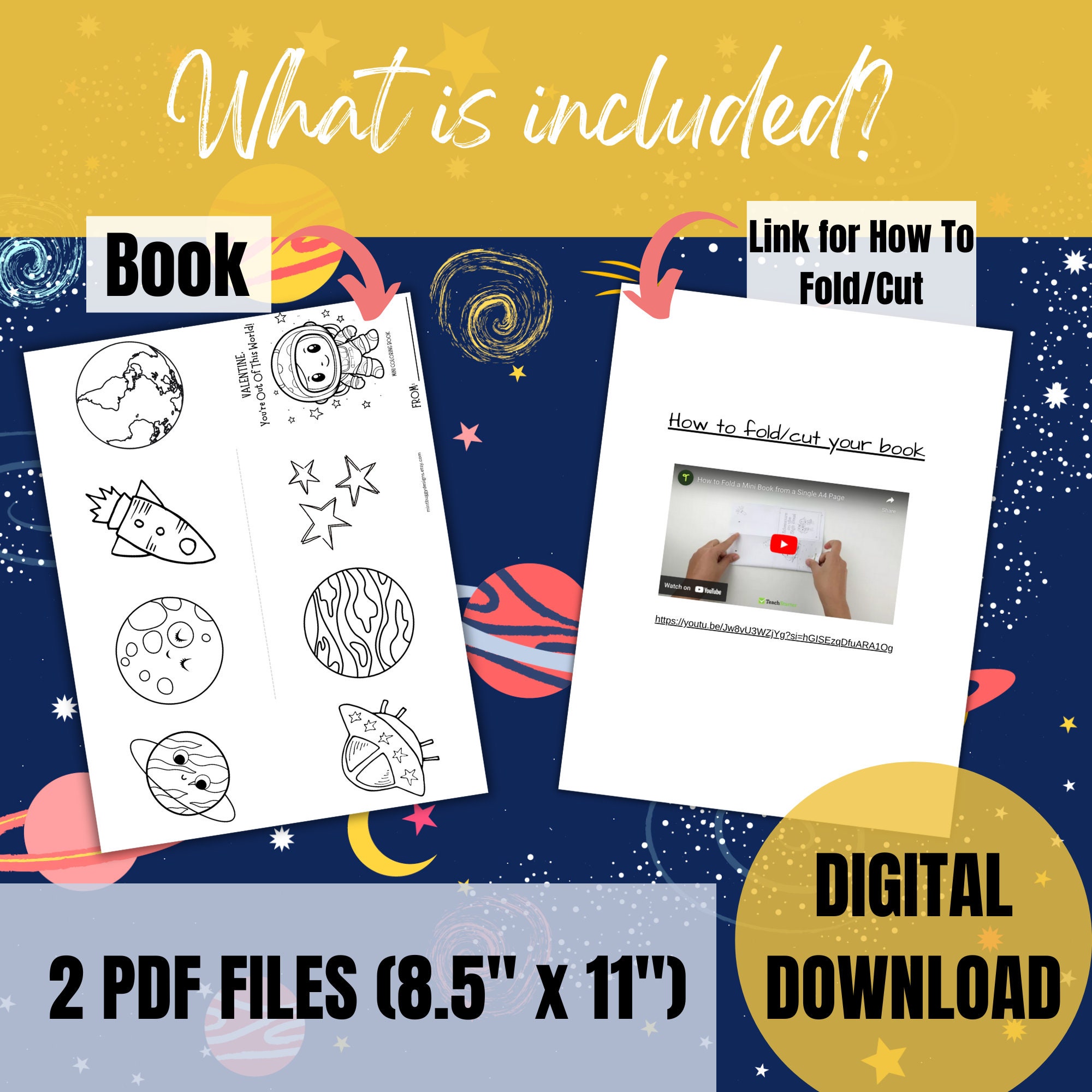 Printable Space Themed Valentine Mini Book, Astronaut Valentine ...