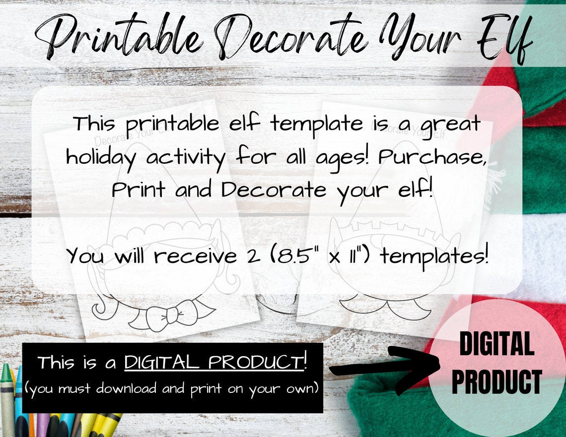 Printable Decorate Your Elf, Elf Activity, Elf Christmas, Elf Kids ...