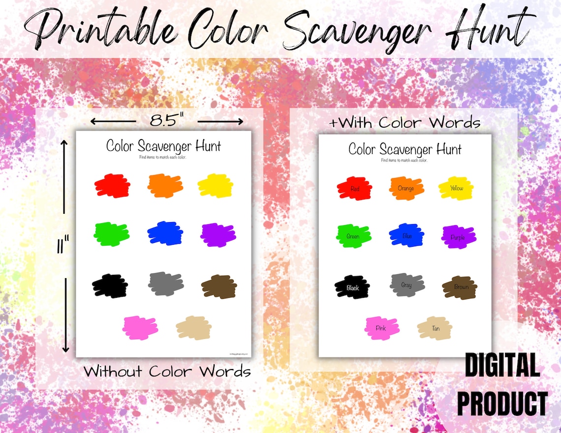 Printable Color Scavenger Hunt, Learn Colors Activity, Printable ...