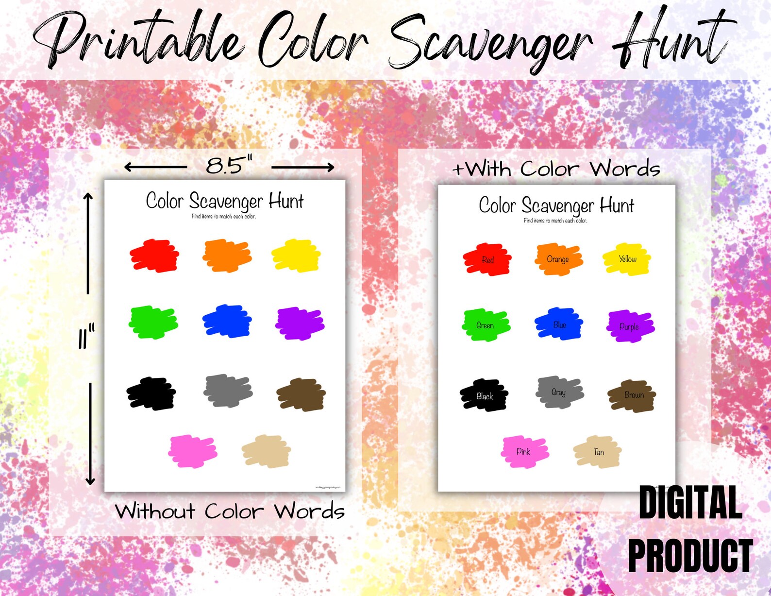 Printable Color Scavenger Hunt, Learn Colors Activity, Printable ...