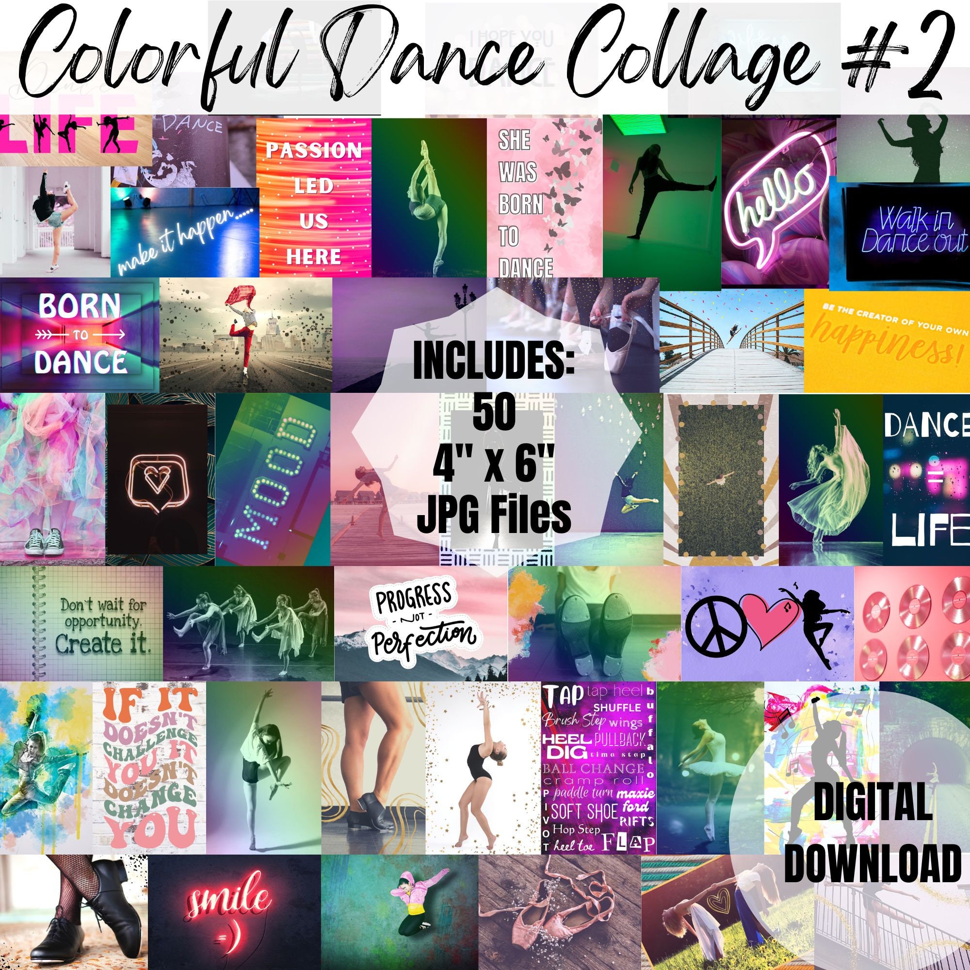 Colorful Dance Collage Kit 2, Dance Collage, Printable 4 X 6 Collage ...